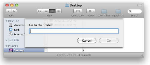 How to use "Go to the folder" on macOS