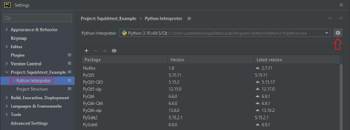 Using Squish's Python module with PyCharm