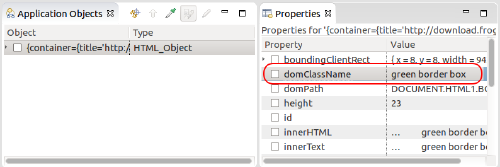 Using the HTML "class" attribute (or "domClassName", or "className")